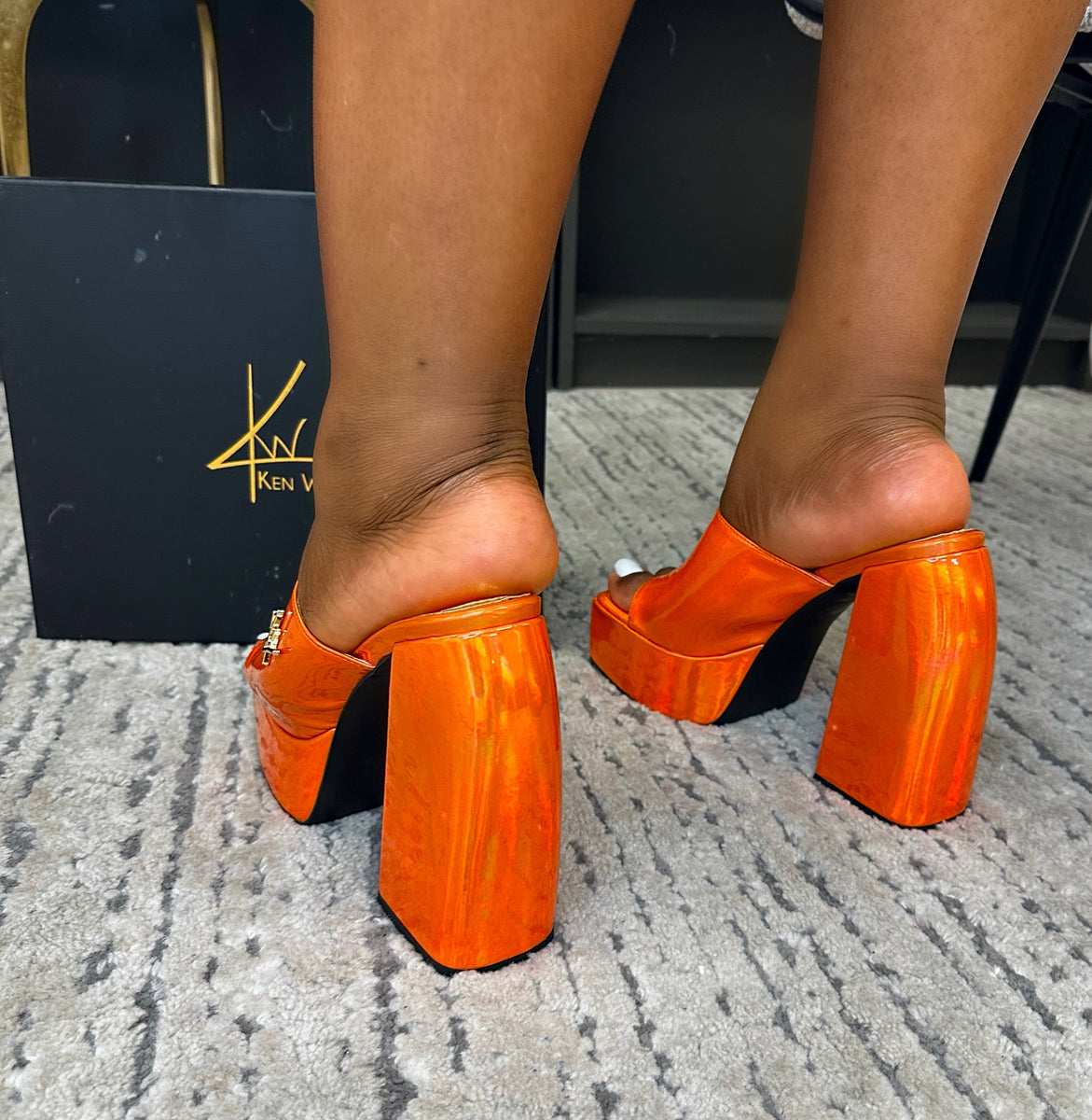KW Orange Metallic Mules – Ken White Collection LLC
